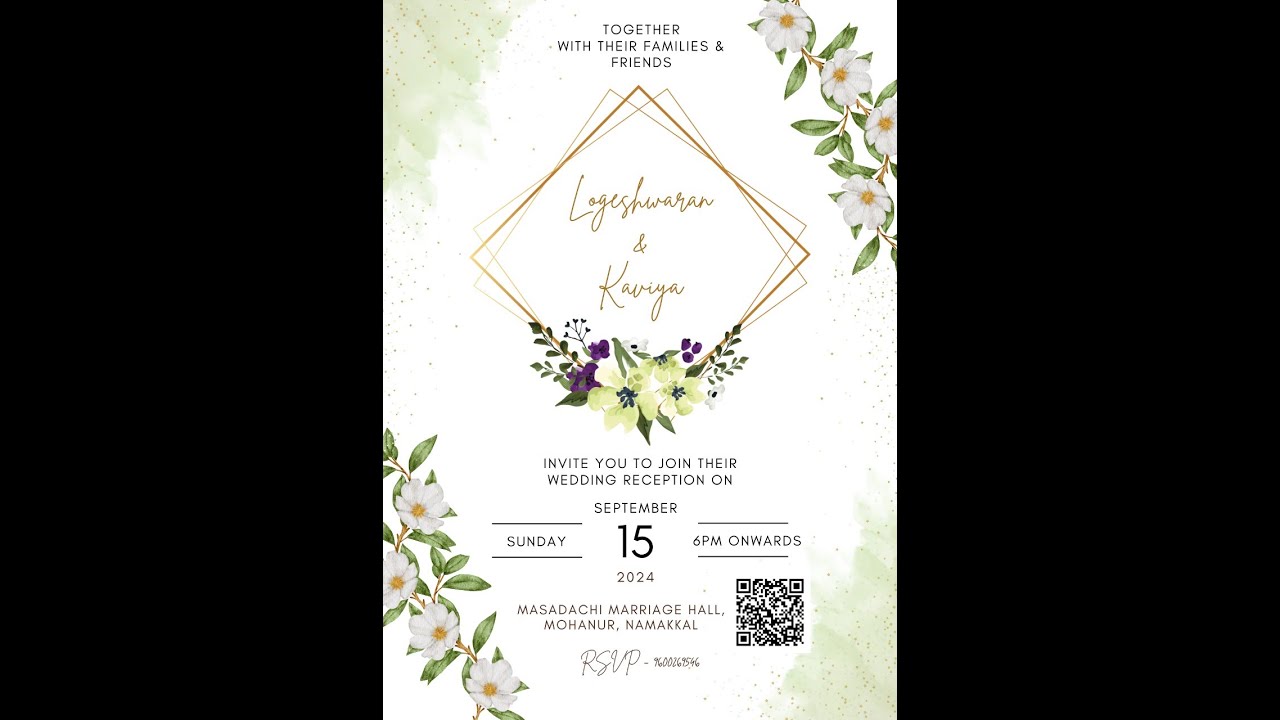 M. Logeshwaran & M. Kaviya Reception (Sep 15, 2024 ::: 6PM) - YouTube