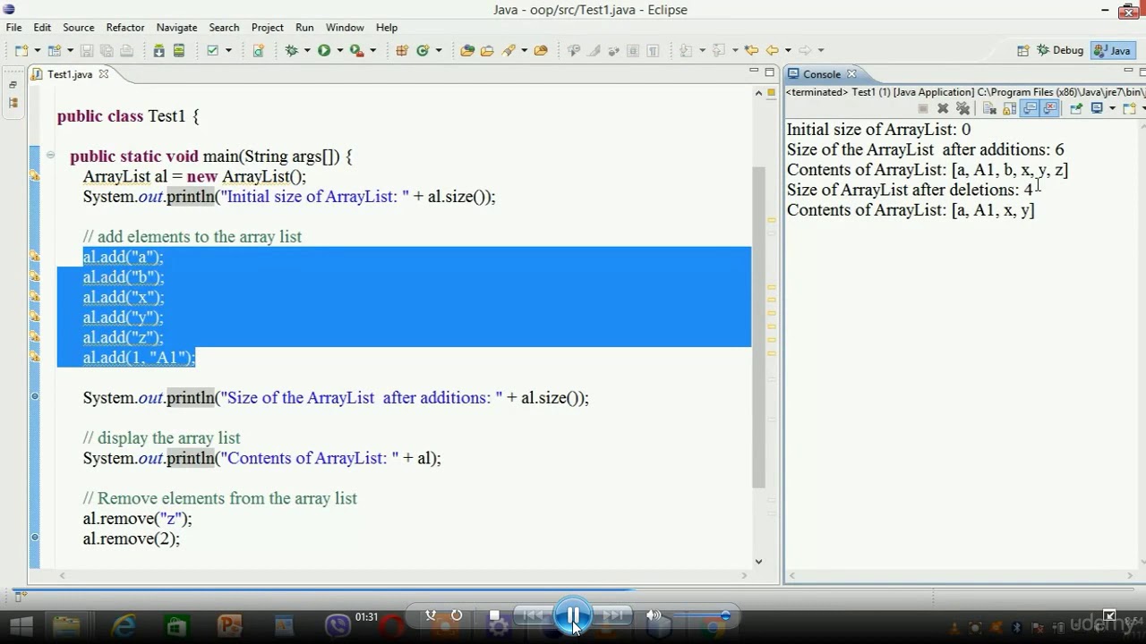 4 ArrayList Demonstration in Java - YouTube