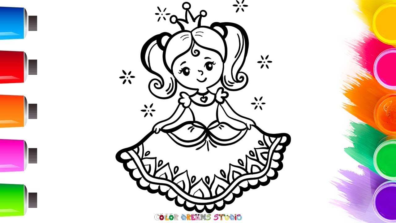 Drawing and Coloring PRINCESS | Easy Acrylic Painting - YouTube