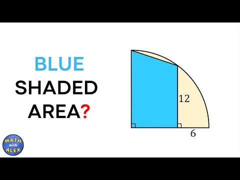 Calculate the blue area | area trapezoid | quarter circle