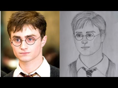 Sketch of Harry Potter using Loomis method - YouTube