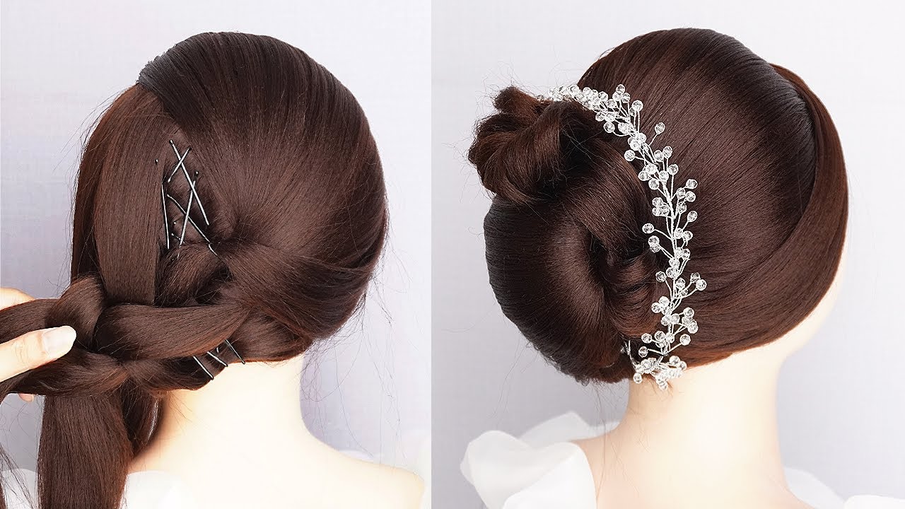 Advanced Bun Hairstyle For Wedding | Engagement Bridal Hairstyle For ...