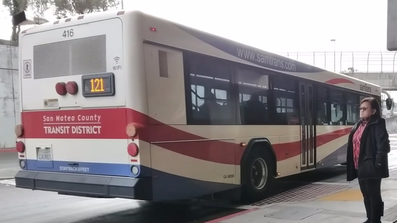 SamTrans 2009 Gillig BRT 40' #416 on Route 121 Departs Daly City BART ...