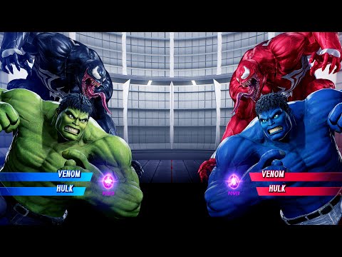Venom & Green Hulk vs Red Venom & Blue Hulk (Very Hard) - Marvel vs Capcom | 4K UHD Gameplay