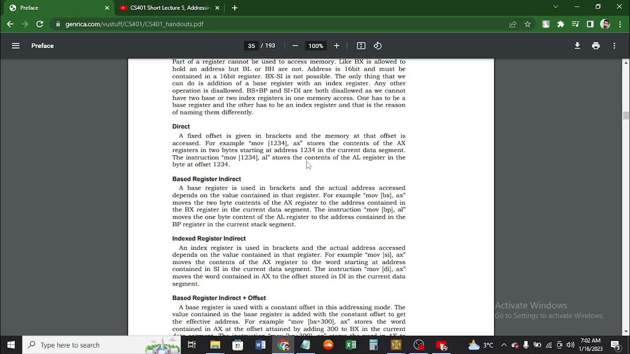 CS401 Short Lecture 7, Addressing Modes, Different Addressing Schemes - YouTube
