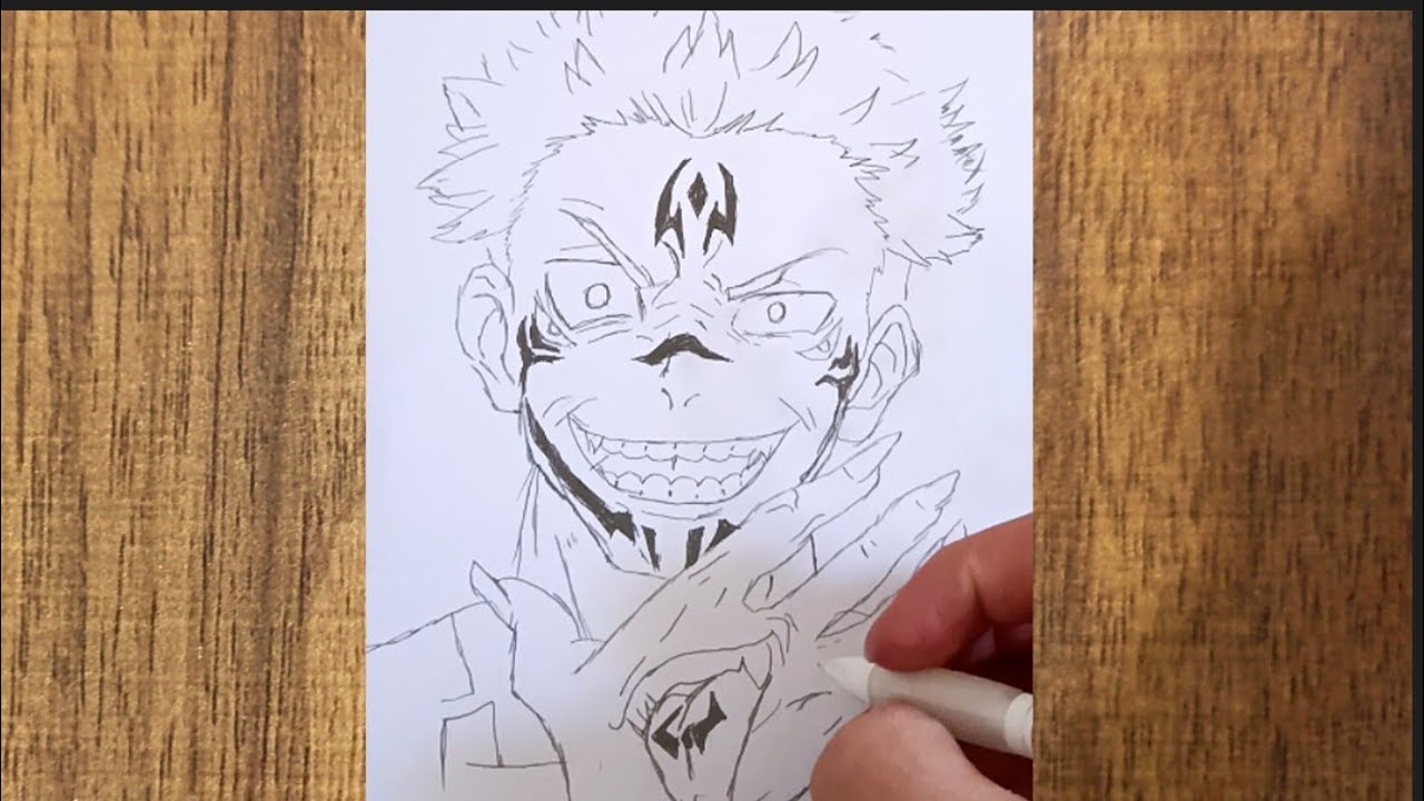 how to draw sukuna from| Jujutsu kaisen| step by step/ SUKUNA/ (Jujutsu ...