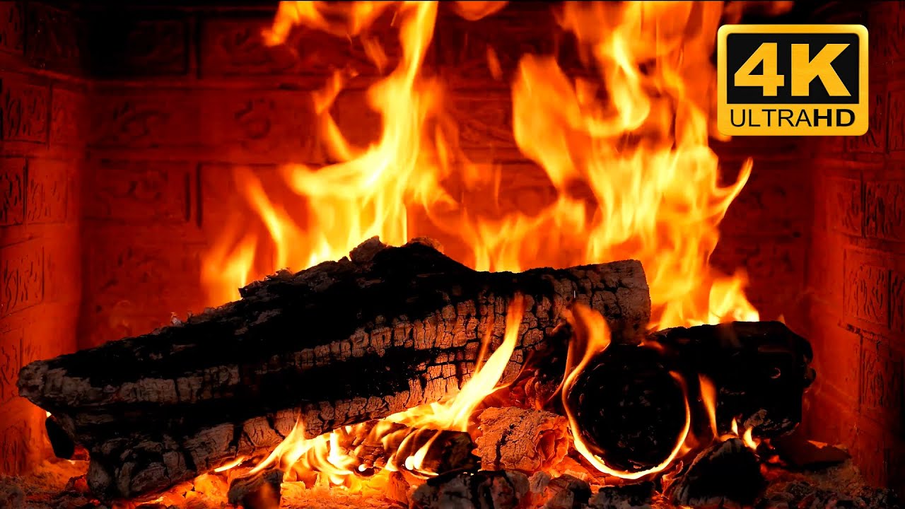 4K Fireplace Ambience 🔥 Beautiful Fireplace with Crackling Fire Sounds ...