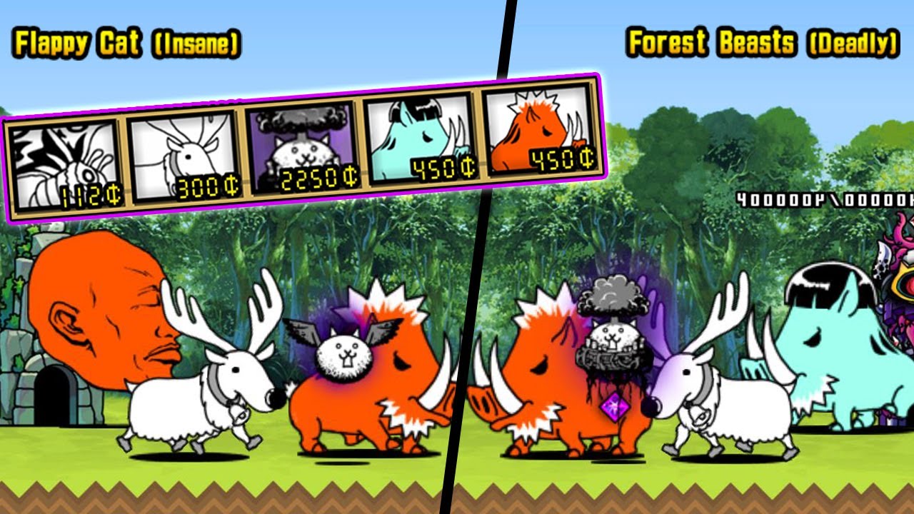 Battle cats - Flappy Cat (Insane) VS Forest Beasts (Deadly) - YouTube