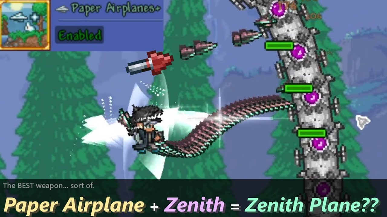 Terraria's BEST weapon: Paper Airplane. It surely is the best with ...