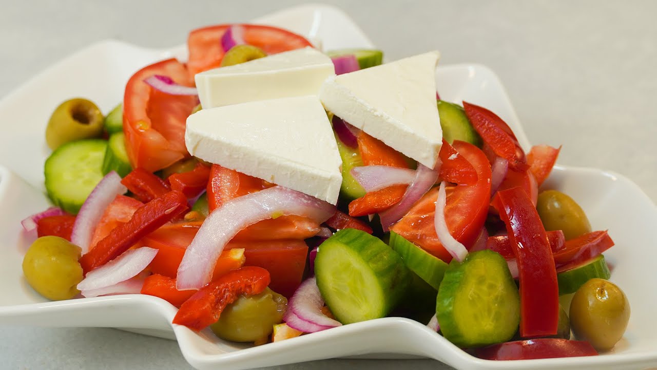 Horiatiki Salata , Traditional Greek Salad Recipe - YouTube