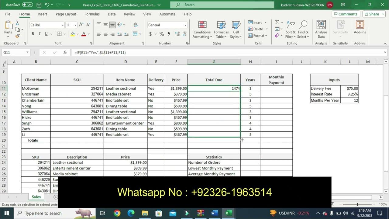 Exp22_Excel_Ch02_Cumulative - Garten Furniture | Excel Chapter 2 Cumulative - Furniture Sales ...