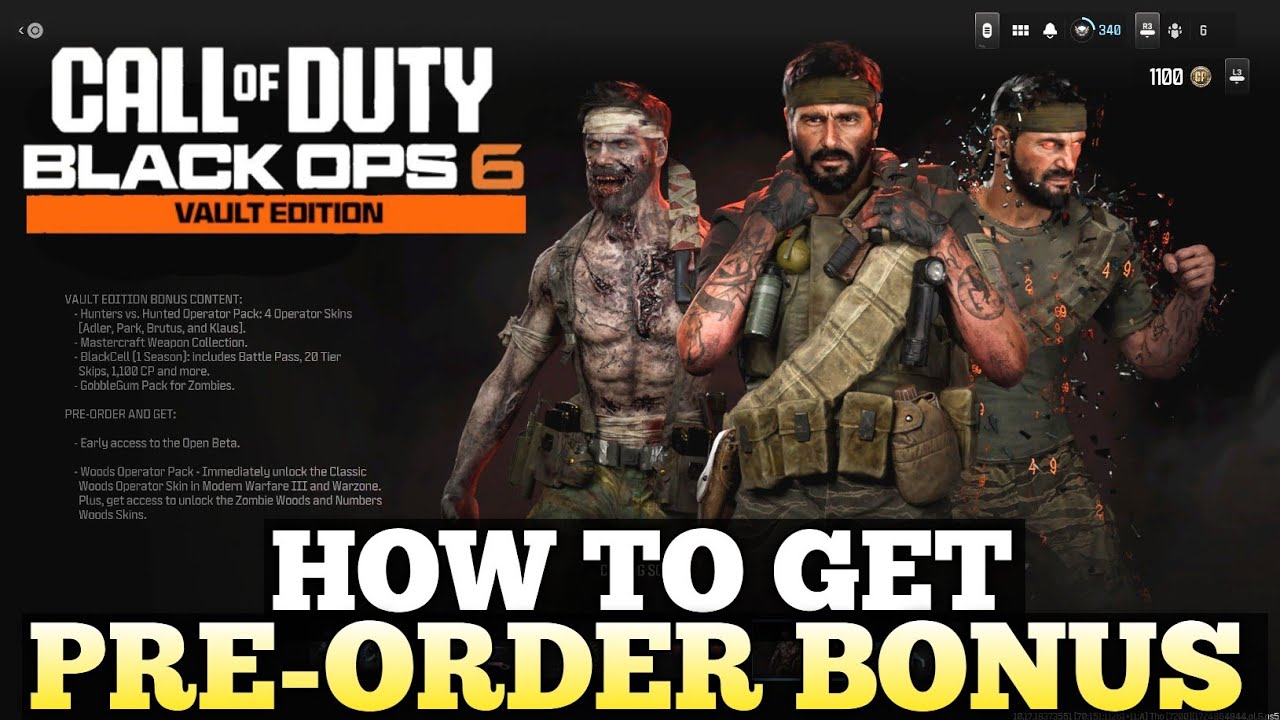 How to Get Pre-Order Bonus CALL OF DUTY BLACK OPS 6 Vault Edition Pre ...