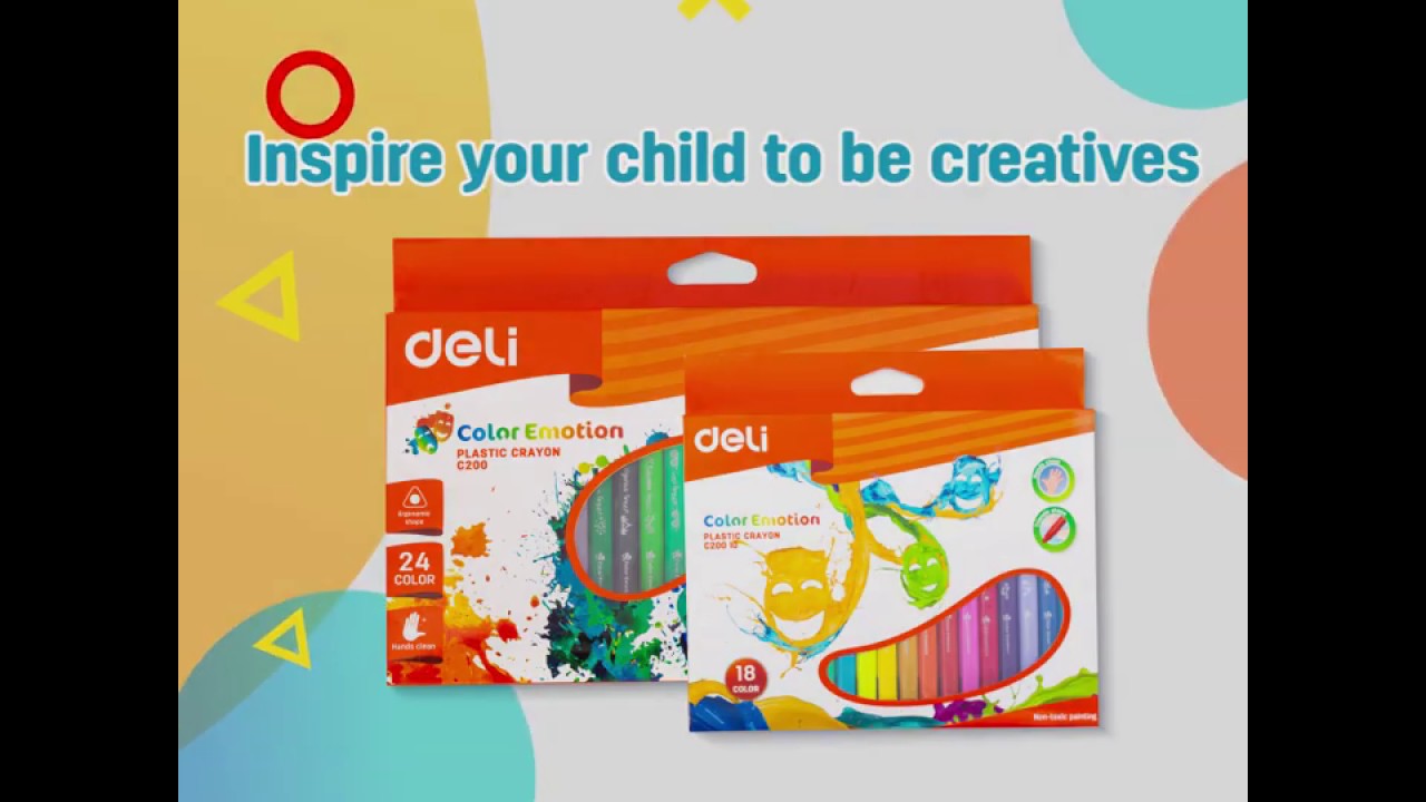 Deli EC20010/EC20020 Plastic Crayon 18 color/24 color - YouTube