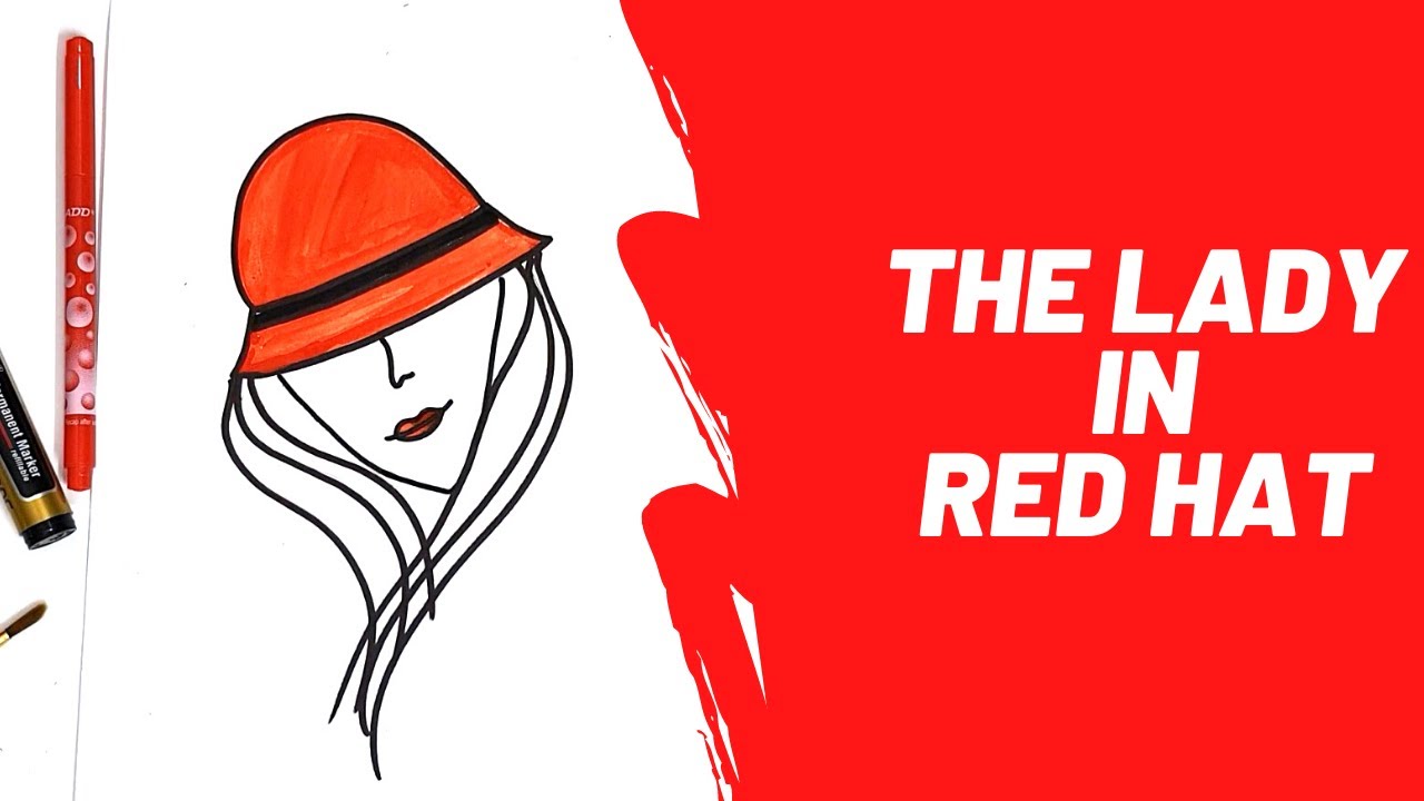 How to Draw Girl in Red Hat | Face drawing| Red Hat Lady | Easy Pencil ...