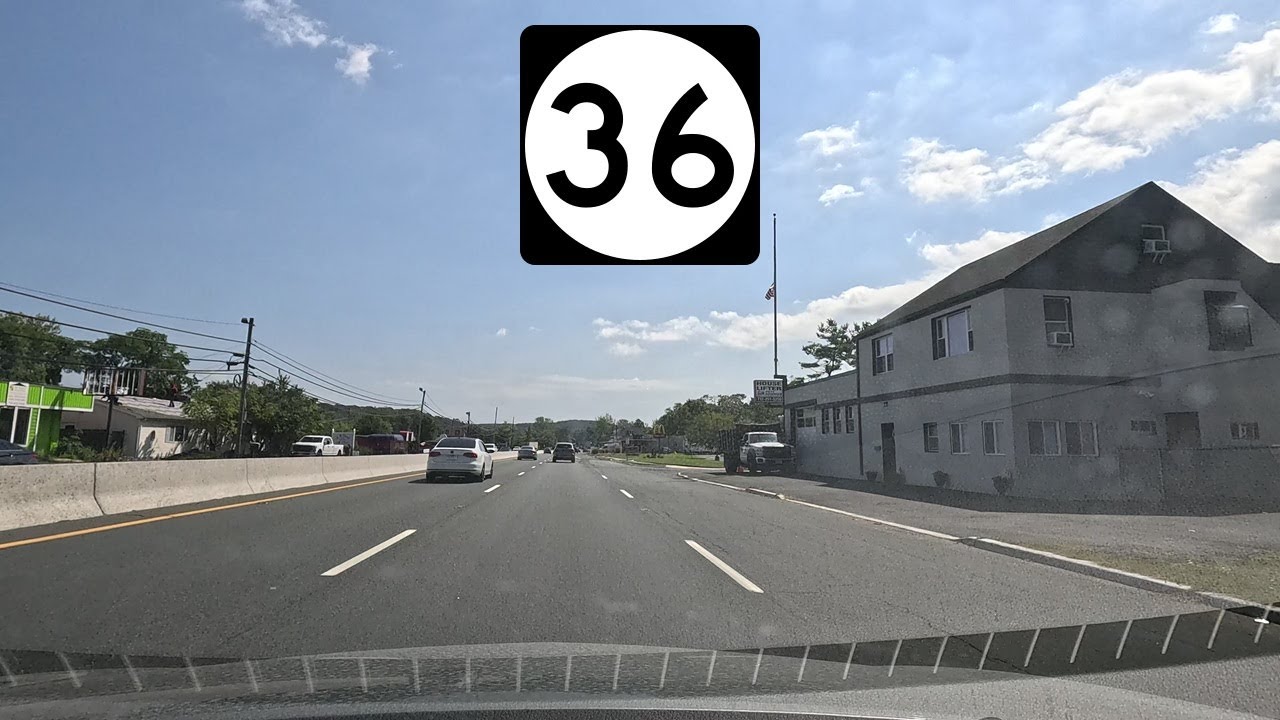 ⁴ᴷ⁶⁰ Driving New Jersey Route 36 from Keyport, NJ to Highlands, NJ ...