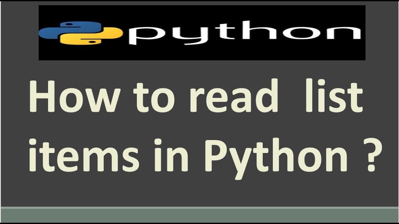 How To Read List Items In Python Python Tutorial YouTube How To Read List Items In Python Python Tutorial YouTube