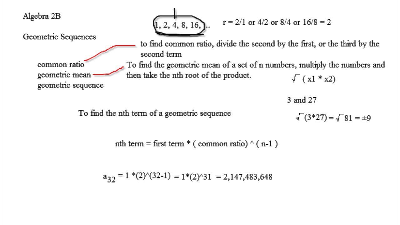 Algebra 2B - Geometric Sequences - YouTube