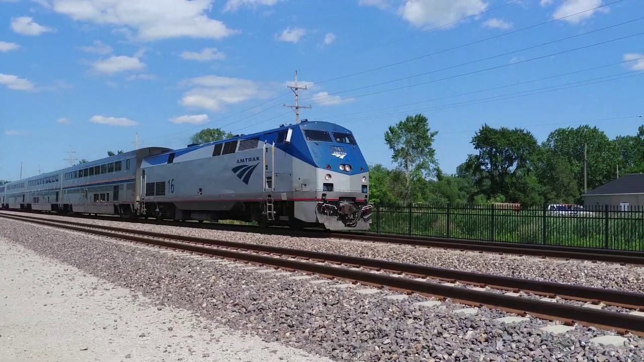 Amtrak 16 South in Braceville, IL 7/22/19 - YouTube