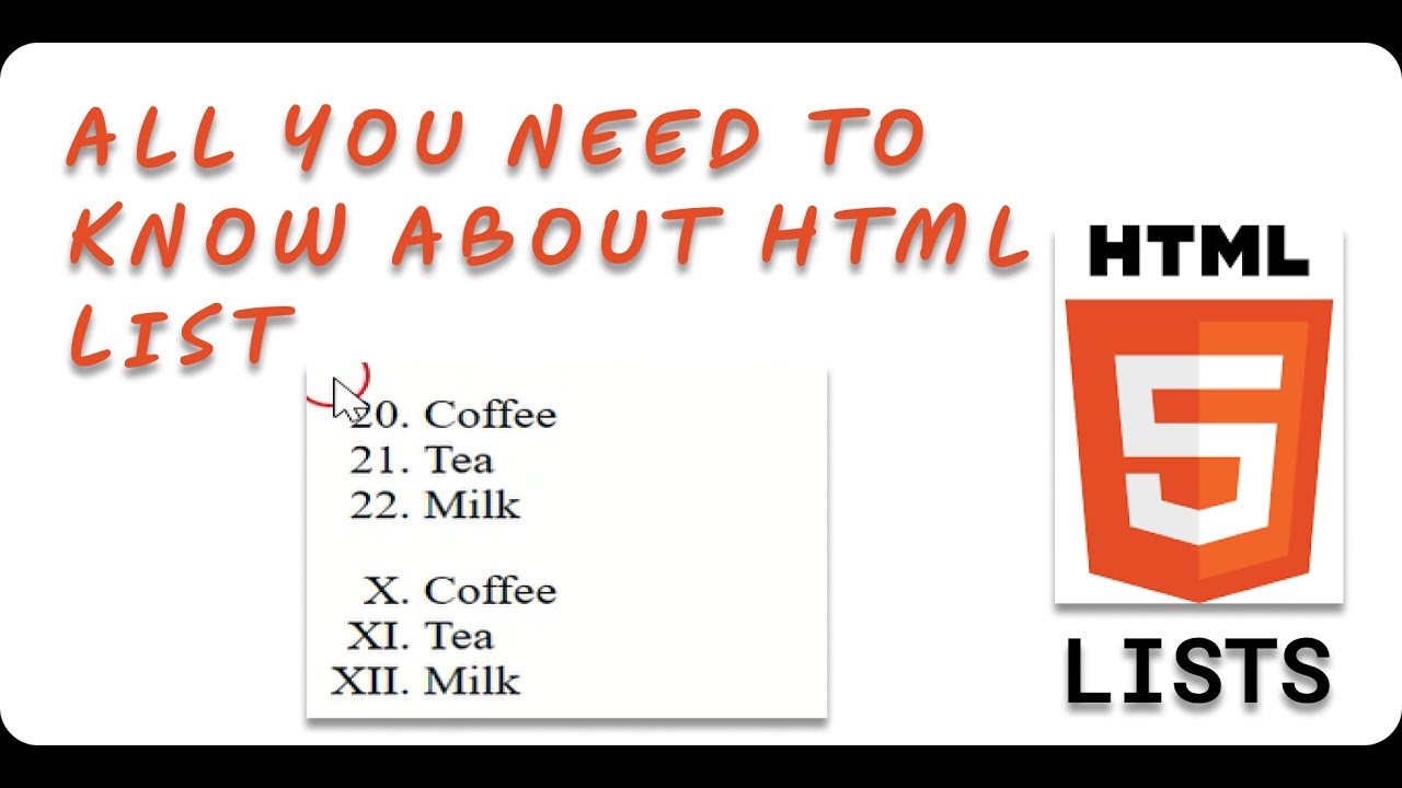 HOW TO CREATE LISTS IN HTML, ALL YOU NEED TO KNOW! HTML PART 8 - YouTube