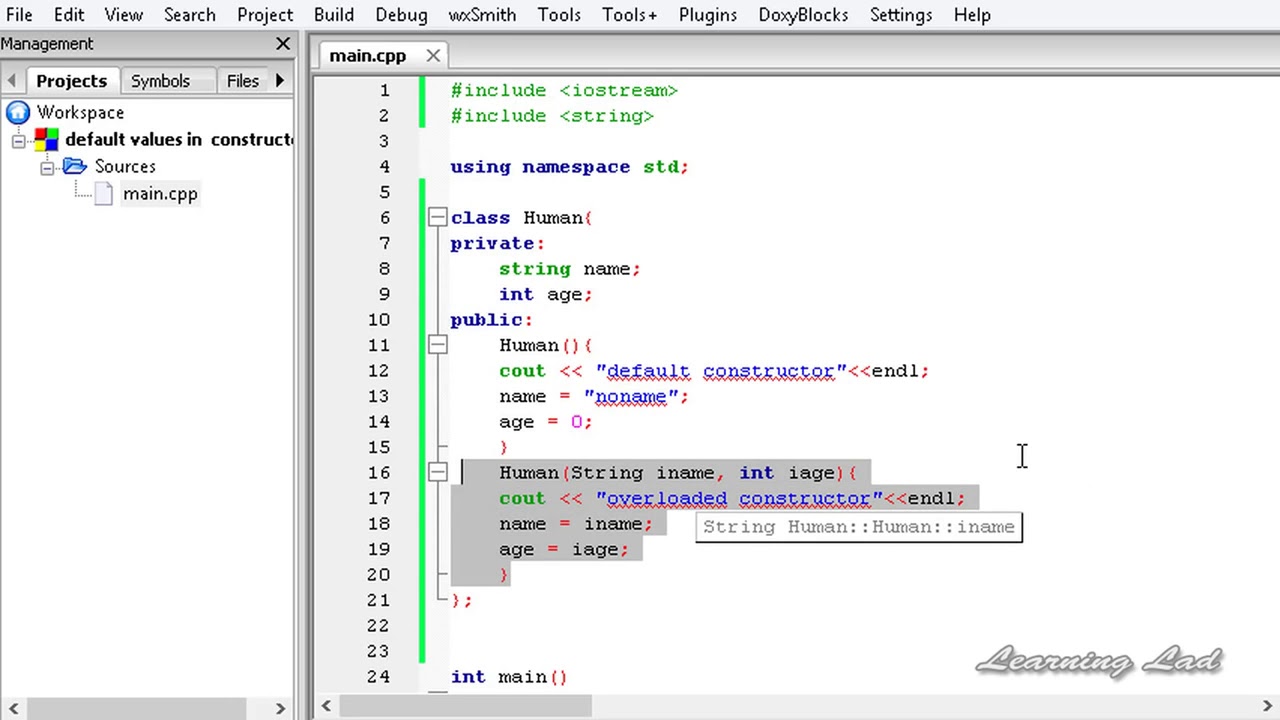 060 Default Class Constructor Parameters C Oops Video Tutorial Youtube