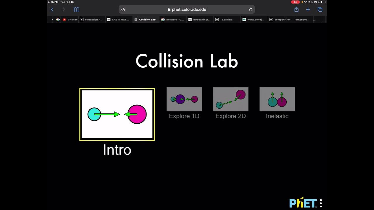 VIDEO Virtual Lab Collisions PHET INSTRUCTIONS - YouTube