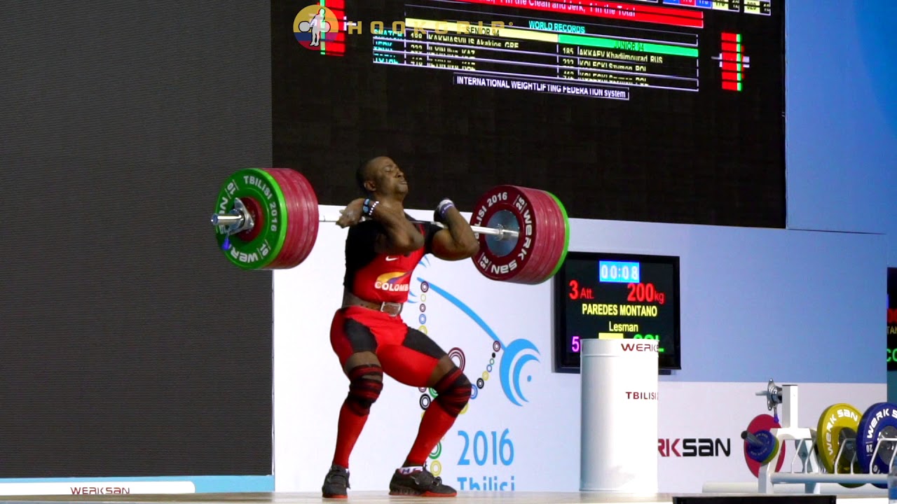 Lesman Paredes Montano (94) - 200kg Clean and Jerk @ 2016 Junior World ...