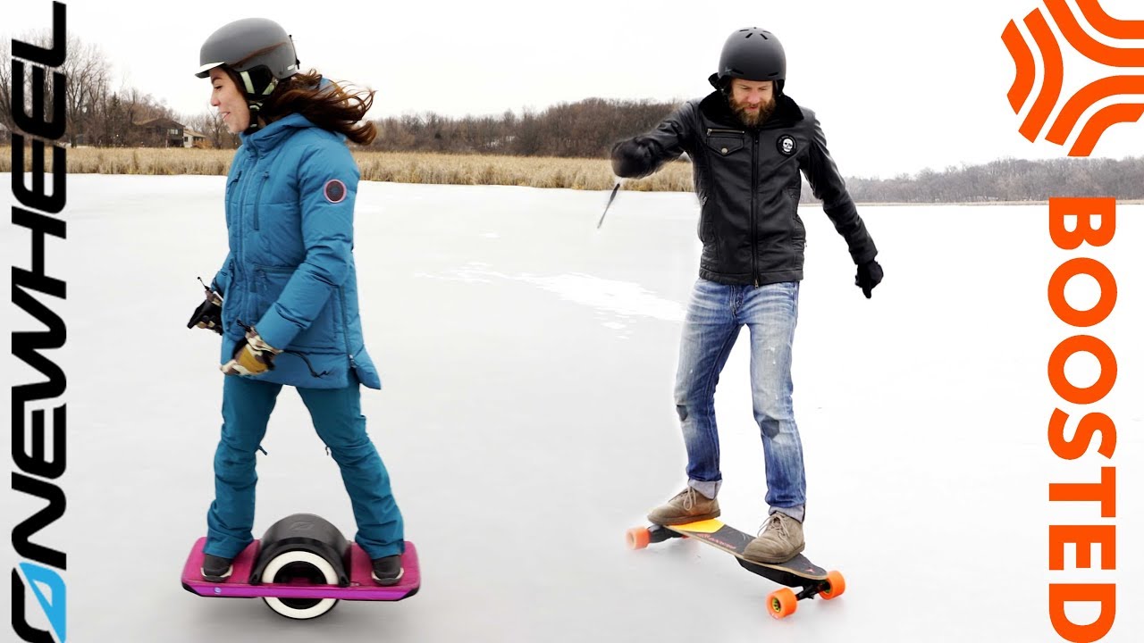 BOOSTED BOARD vs ONEWHEEL XR ON ICE - YouTube