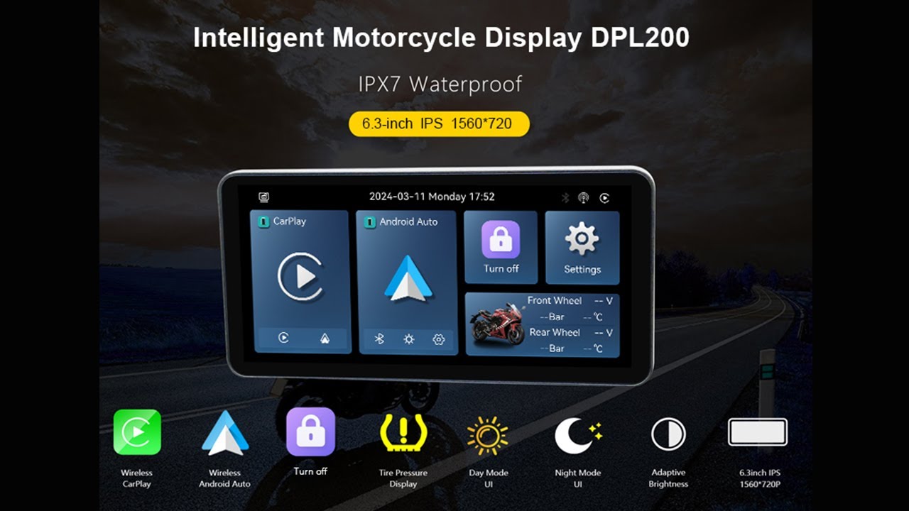 6.3" Linux Motorcycle Display Navigation IPS Screen IP67 Waterproof ...