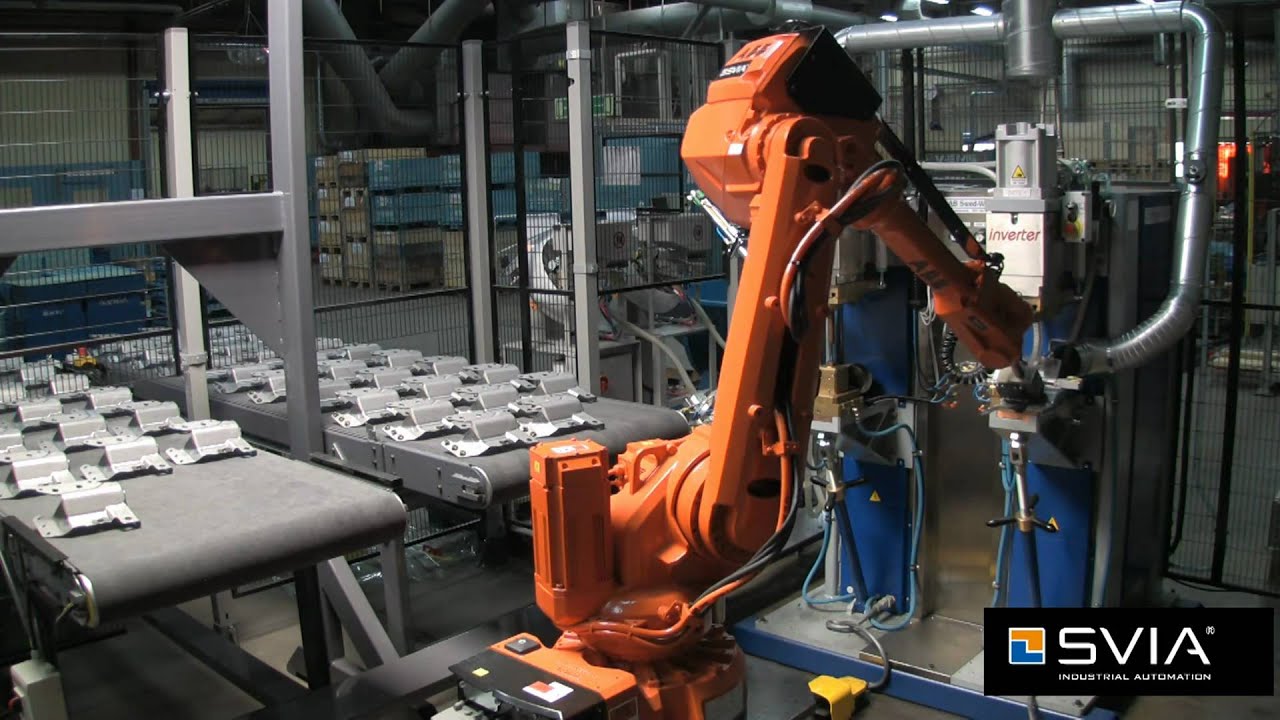 Nut welding application with an ABB FlexLoader™ FP 600 and IRB 2600 ...