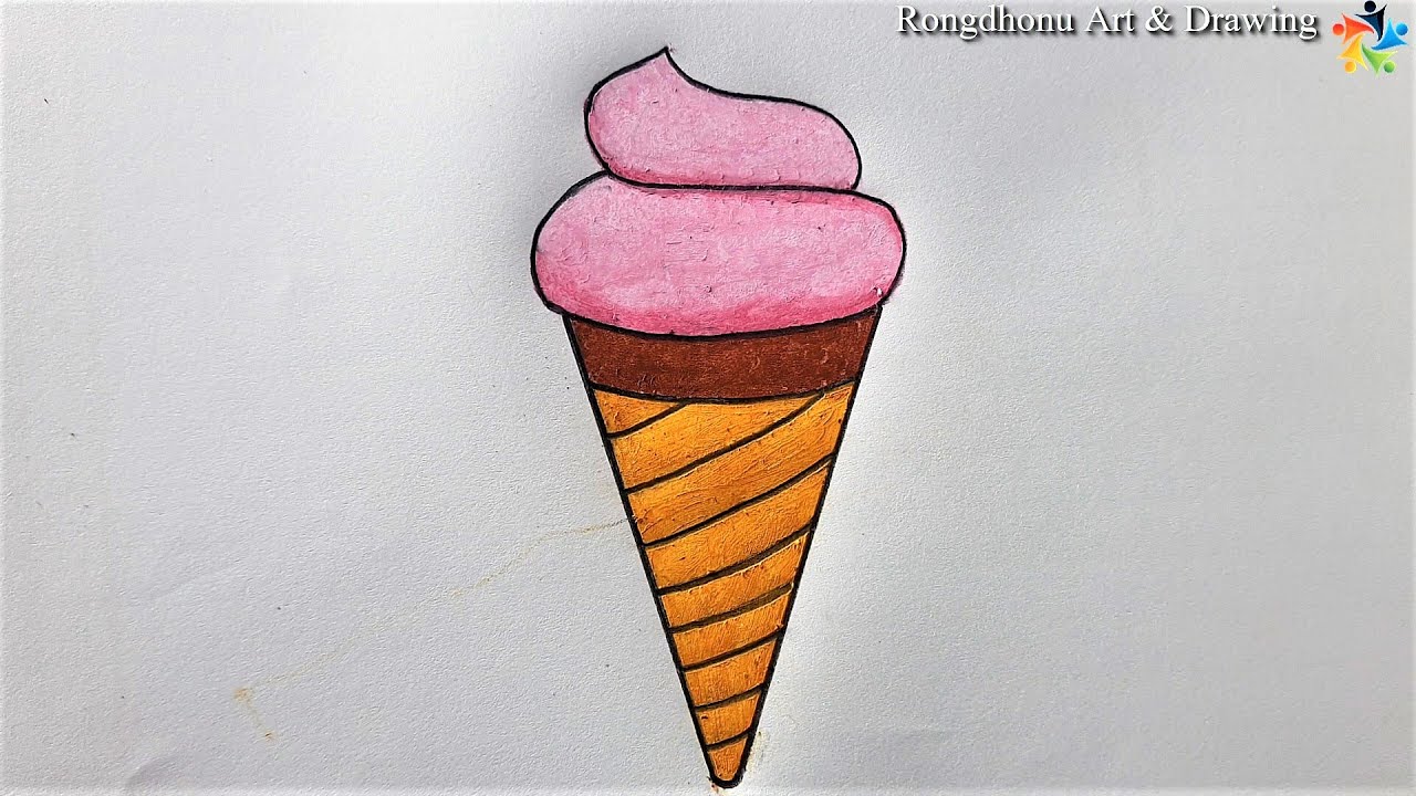 How to Draw an Ice Cream Cone🍧🍦Very Easy Drawing Tutorial - YouTube
