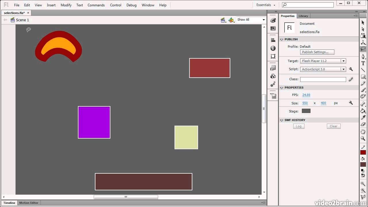 Adobe Flash CS6: The Selection Subselection and Lasso Tools 16 Learn ByVideo - YouTube