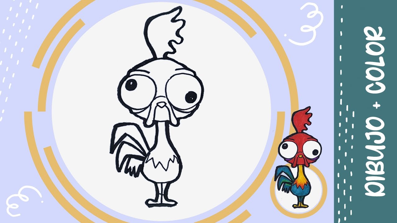 Dibuja a Hei hei el gallo de Moana - YouTube