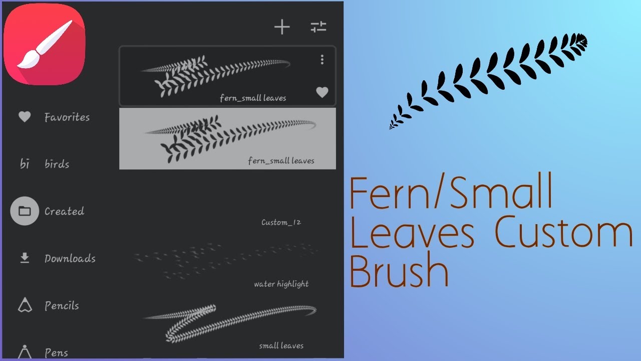 How to Create Fern / Small leaves Custom Brush on Infinite Painter ...