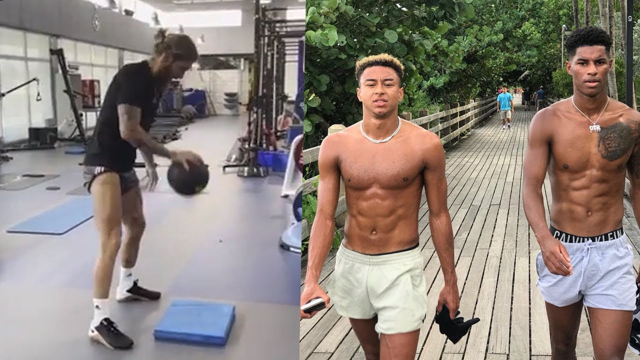 Footballers Strength & Workout Routines 🔥 Ramos, Benzema, Lingard ...