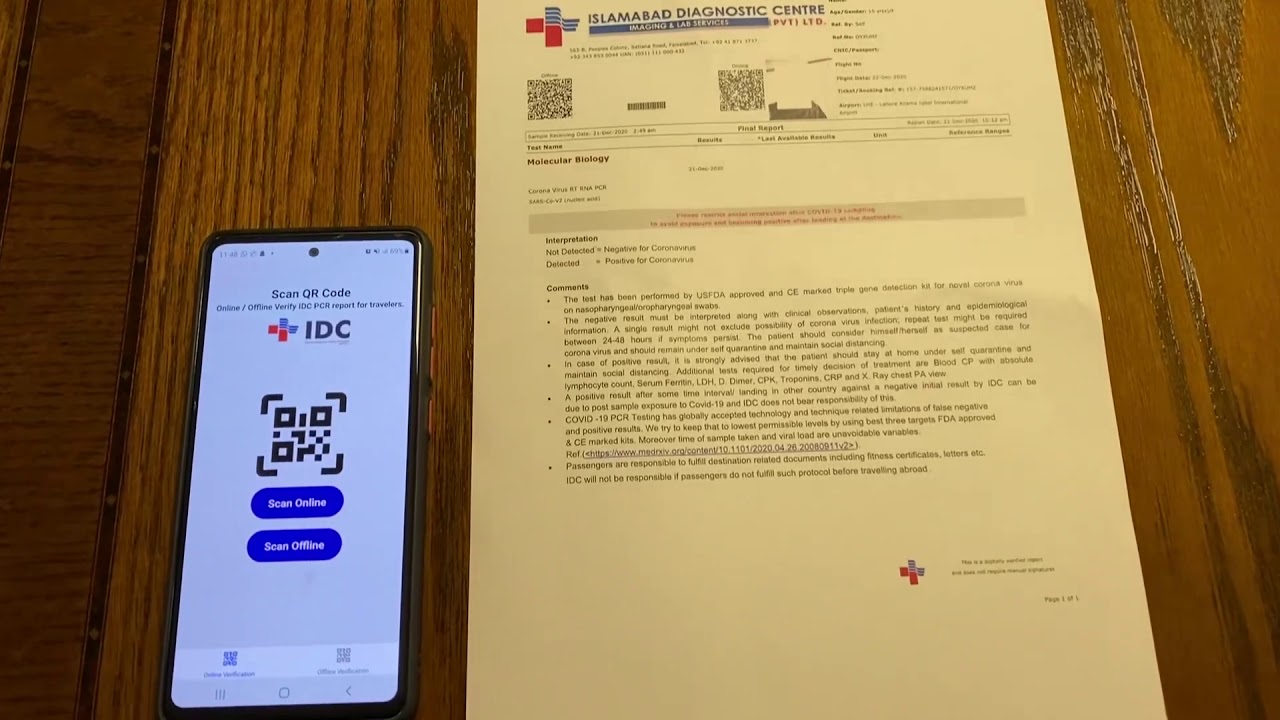 IDC Online & Offline QR Code Verification for Pre Travel Covid -19 PCR ...