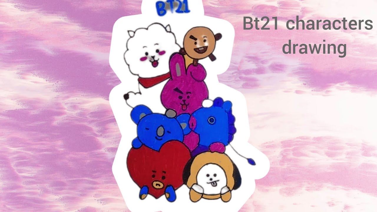 Bt21 all characters drawing ||bunny,chimmy,koya,teakook,shooky,tata ...