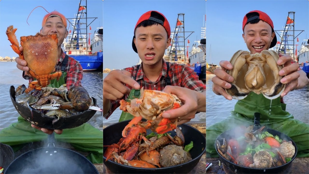 Dagang eats pipa shrimp, geoduck, lobster, scallops, conch, octopus ...