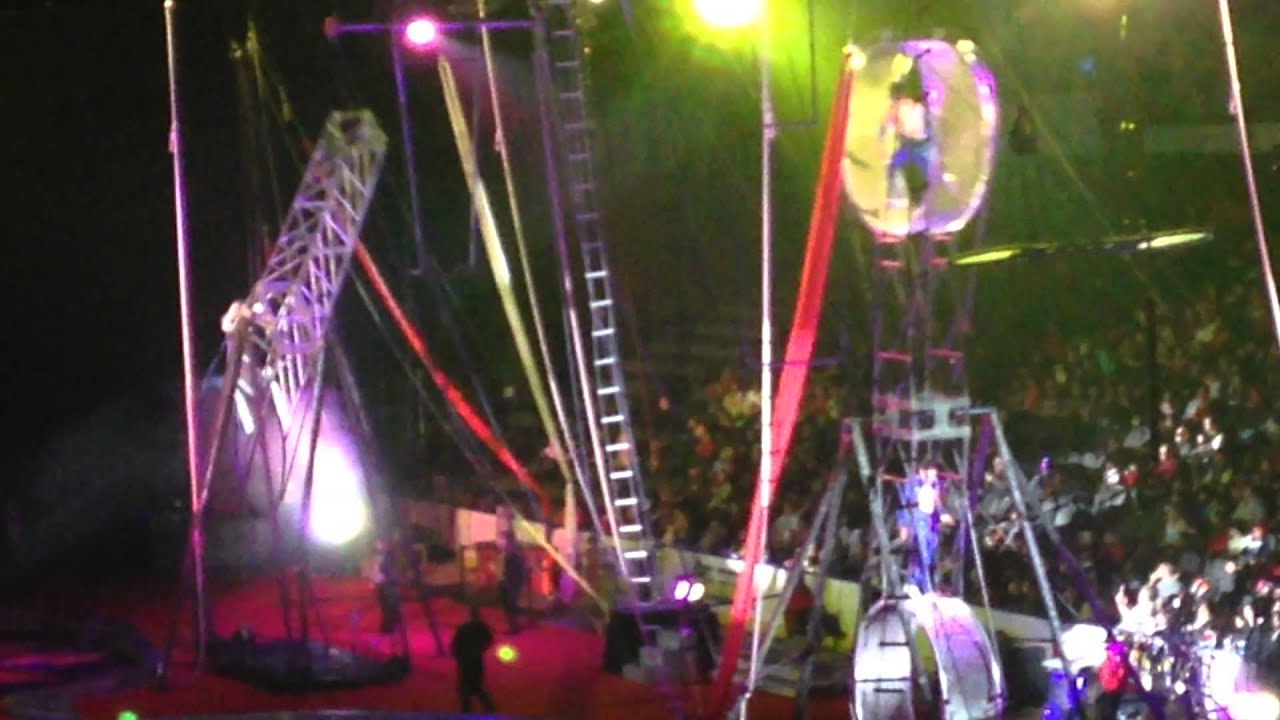 Circus Spectacular, Aerial Round Spinning Cages - YouTube