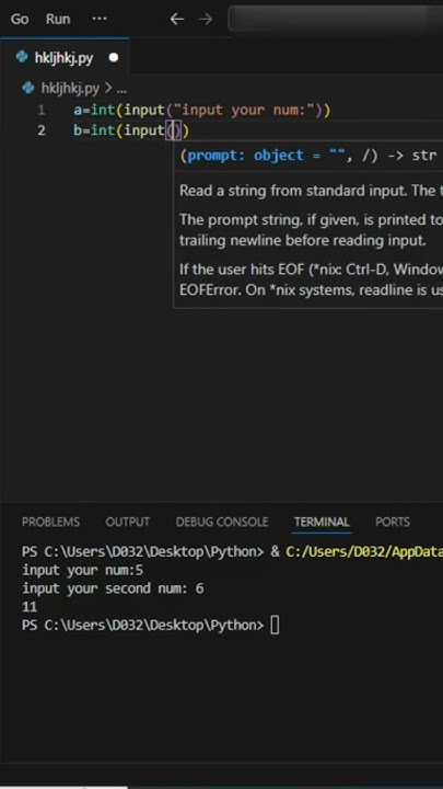 How to add two numbers in python|adition program in #python #coding#pythonic #pythonchallenge# ...