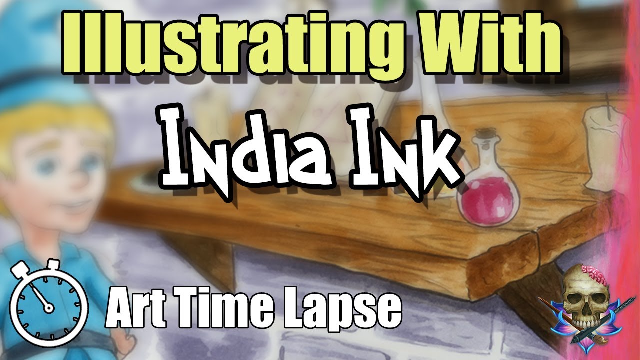 ILLUSTRATING a Wizard with INDIA INK - Art Time Lapse - YouTube