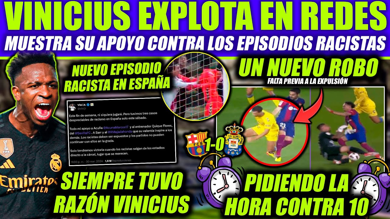 VINICIUS ESTALLA CONTRA EL RACISMO MUESTRA SU APOYO AL PORTERO DEL ...