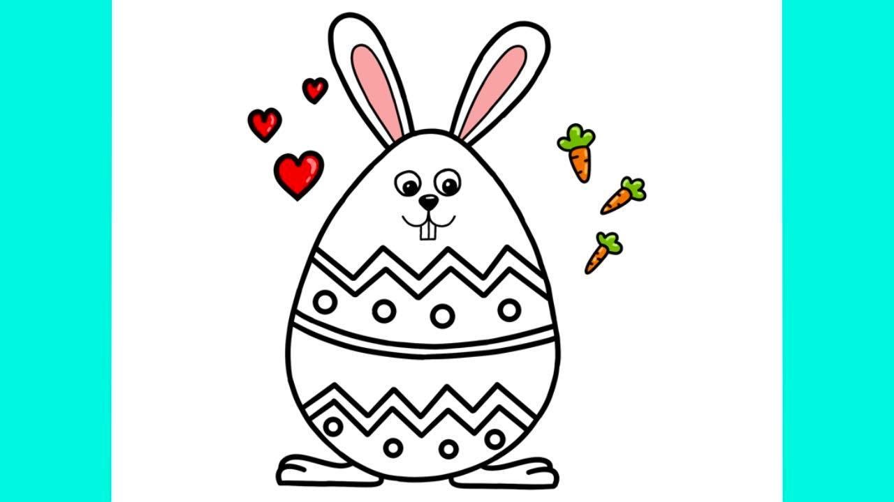 Desenez OU de Paste + Iepurasul de Paste 🐰 Desen Usor Pas cu Pas pt ...