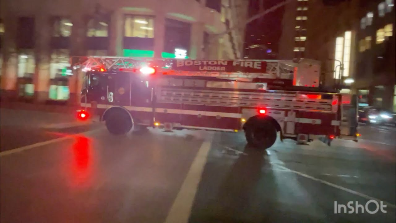 Boston Engine 10 and Spare Tower Ladder 3 responding - YouTube
