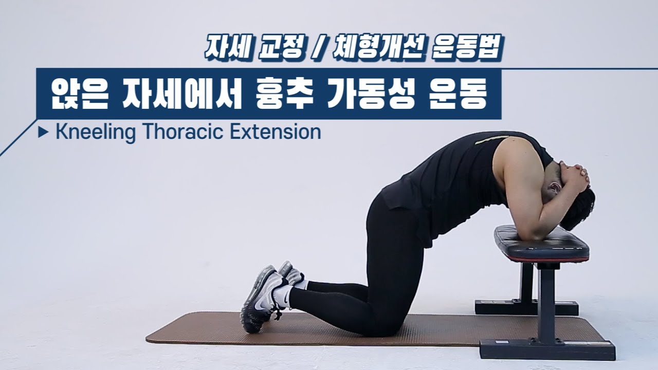 [자세 교정/ 체형개선 운동법] Kneeling Thoracic Extension - 앉은 자세에서 흉추 가동성 운동 - YouTube
