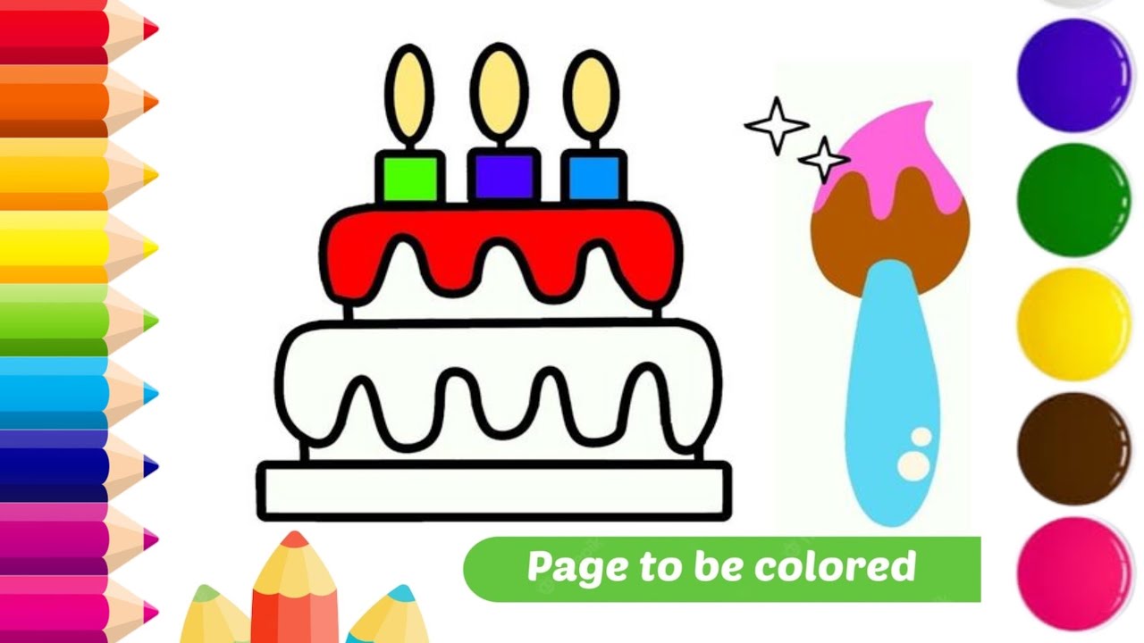 How to draw a cake 🎂, simple drawing and coloring, easy drawing step by ...