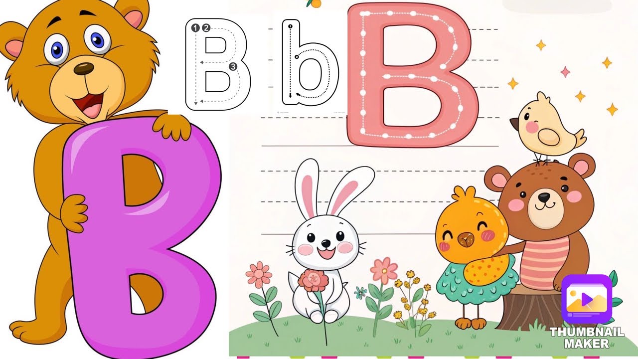 Learn the letter B | learn phonics | alphabets how to write letter B ...