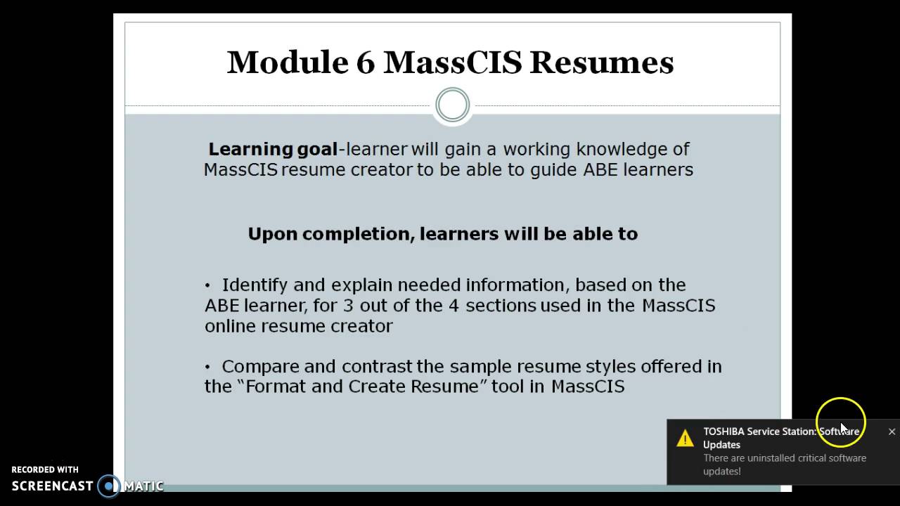 Module 6 MassCIS Resume - YouTube