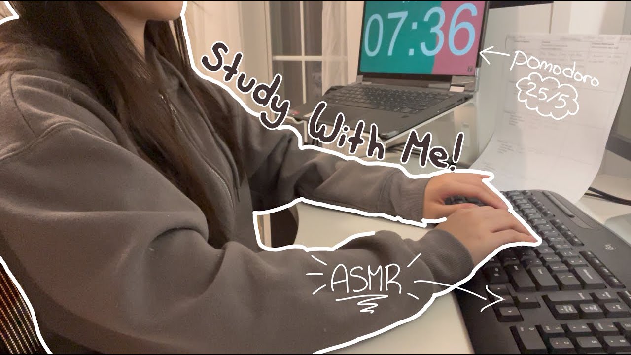 1.5 hrs study with me: keyboard ASMR pomodoro 25/5 - YouTube