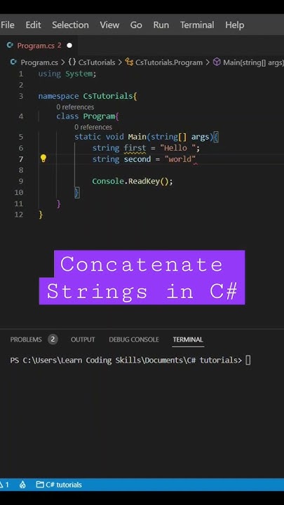 Concatenate Strings in C# #shorts #csharp #programming #coding - YouTube
