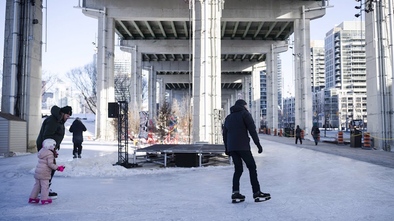 Skating trail opening under Toronto’s Gardiner Expressway - YouTube